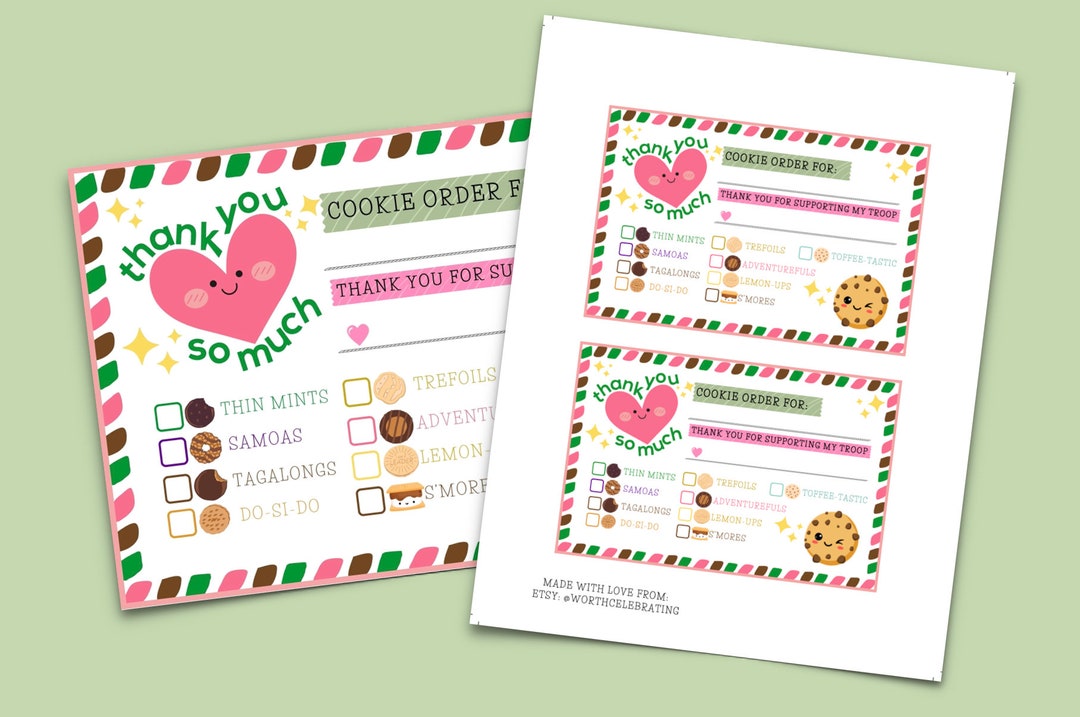 Girl Scout Cookies 2025 Printable Thank You Note 4"x6" | Thank You Card ...