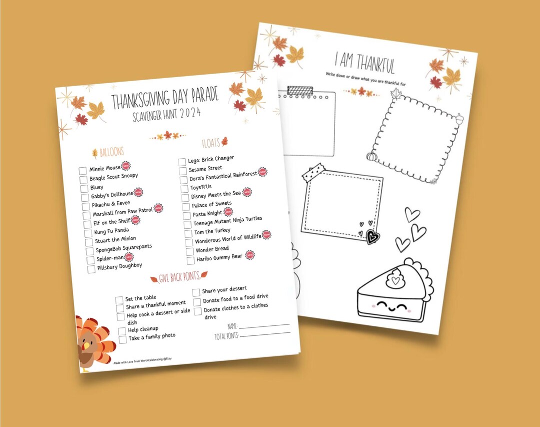 2024 Thanksgiving Day Parade Class | Scavenger Hunt | Thankful Project ...