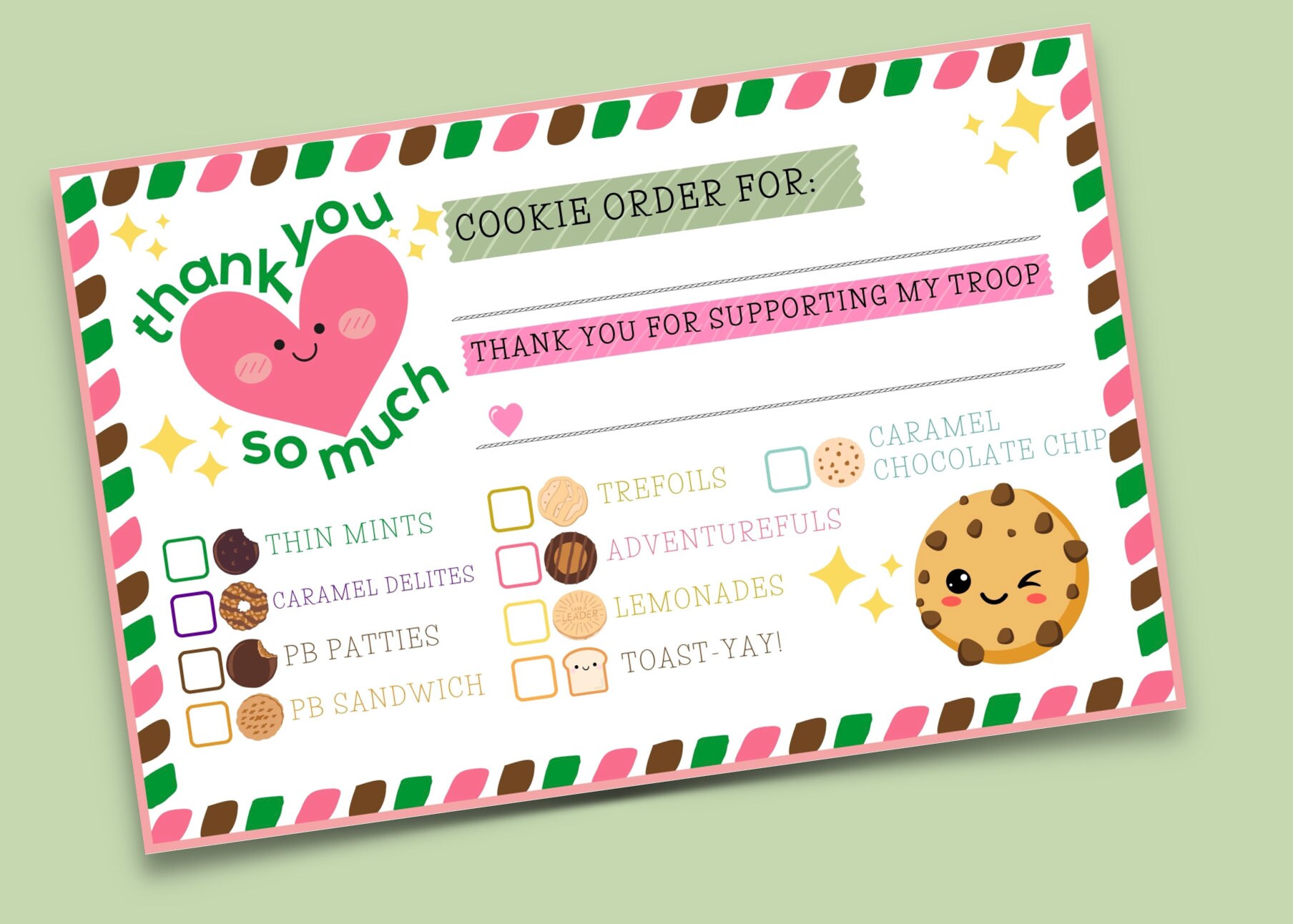 Printable ABC BAKERY Girl Scout Cookie 2024 Thank You Tag | Thank You ...
