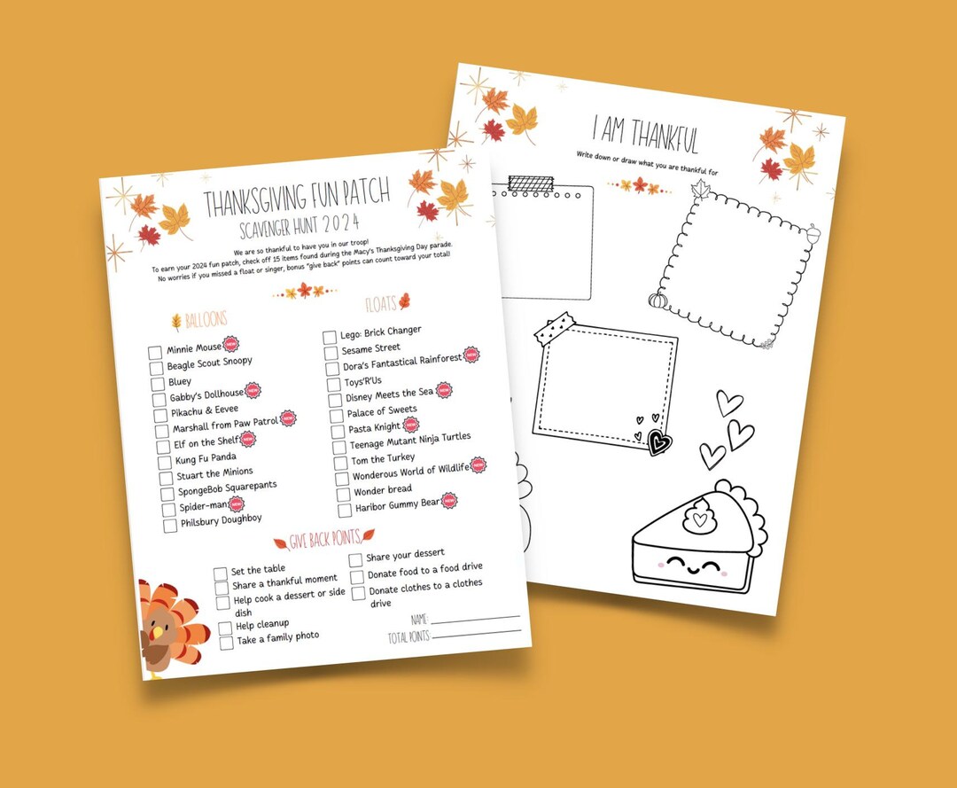 2024 Thanksgiving Day Parade Fun Patch | Scavenger Hunt | Thankful ...