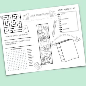 Book Club Activity Sheet | Library Worksheet | Book Theme Party ...