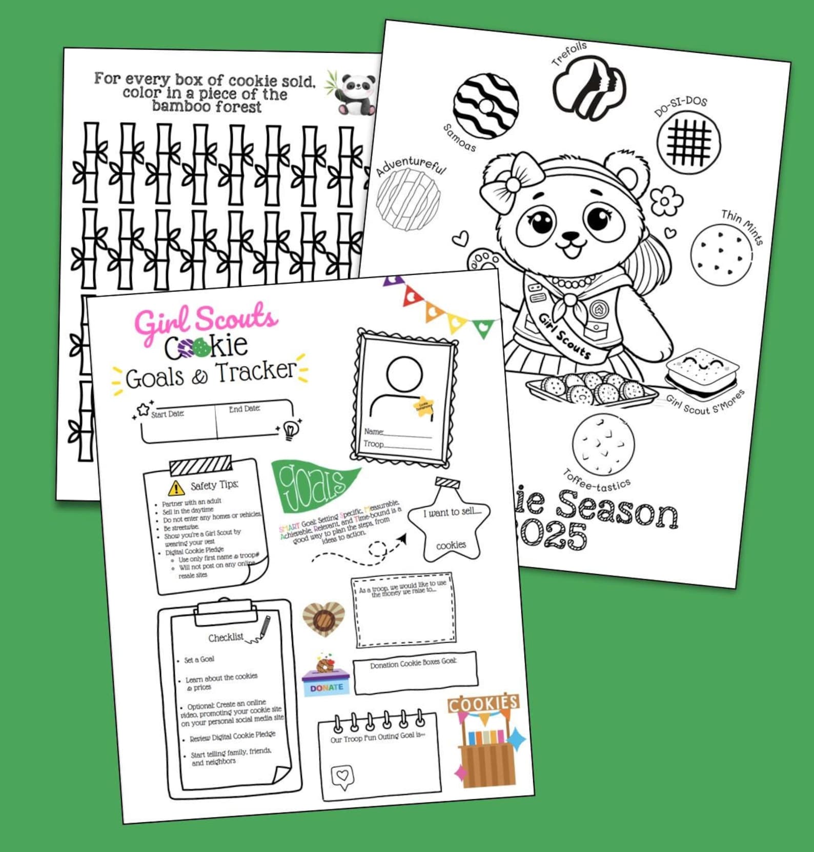 2025 Girl Scout Cookie Tracker and Cookie Coloring Sheet | Little ...