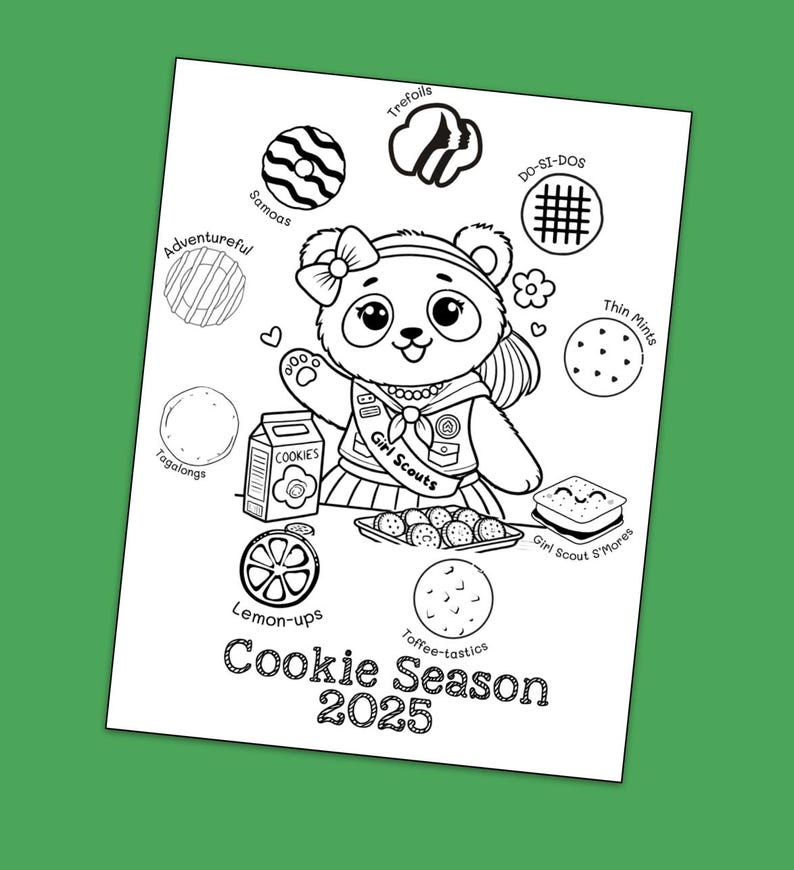 2025 Girl Scout Cookie Tracker and Cookie Coloring Sheet | Little ...