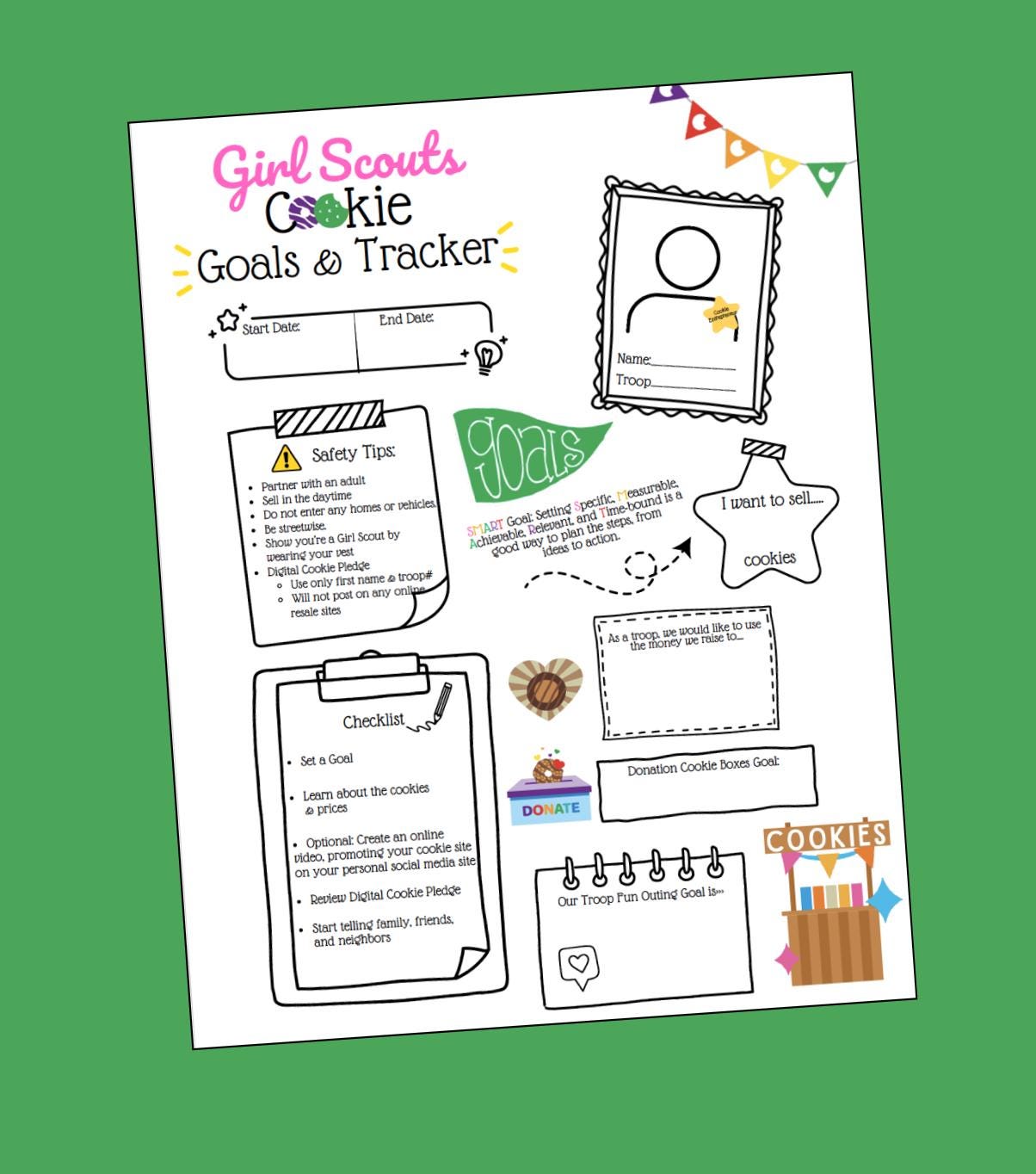 2025 Girl Scout Cookie Tracker and Cookie Coloring Sheet | Little ...