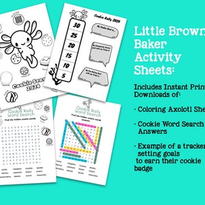 Printable Little Brownie Girl Scout Cookie Axolotl Activity Sheets ...
