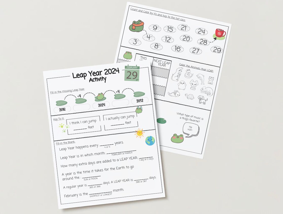 Printable Leap Year Worksheet Activities | 2024 Leap Year Time Capsule ...