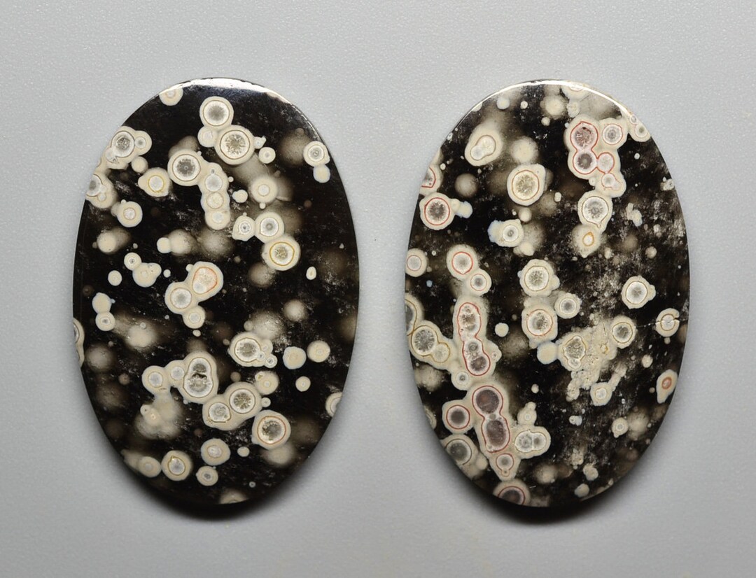 Cosmic Obsidian 23.81 Ct Pair Oval Cabochons 30.00 X 20.00 X - Etsy