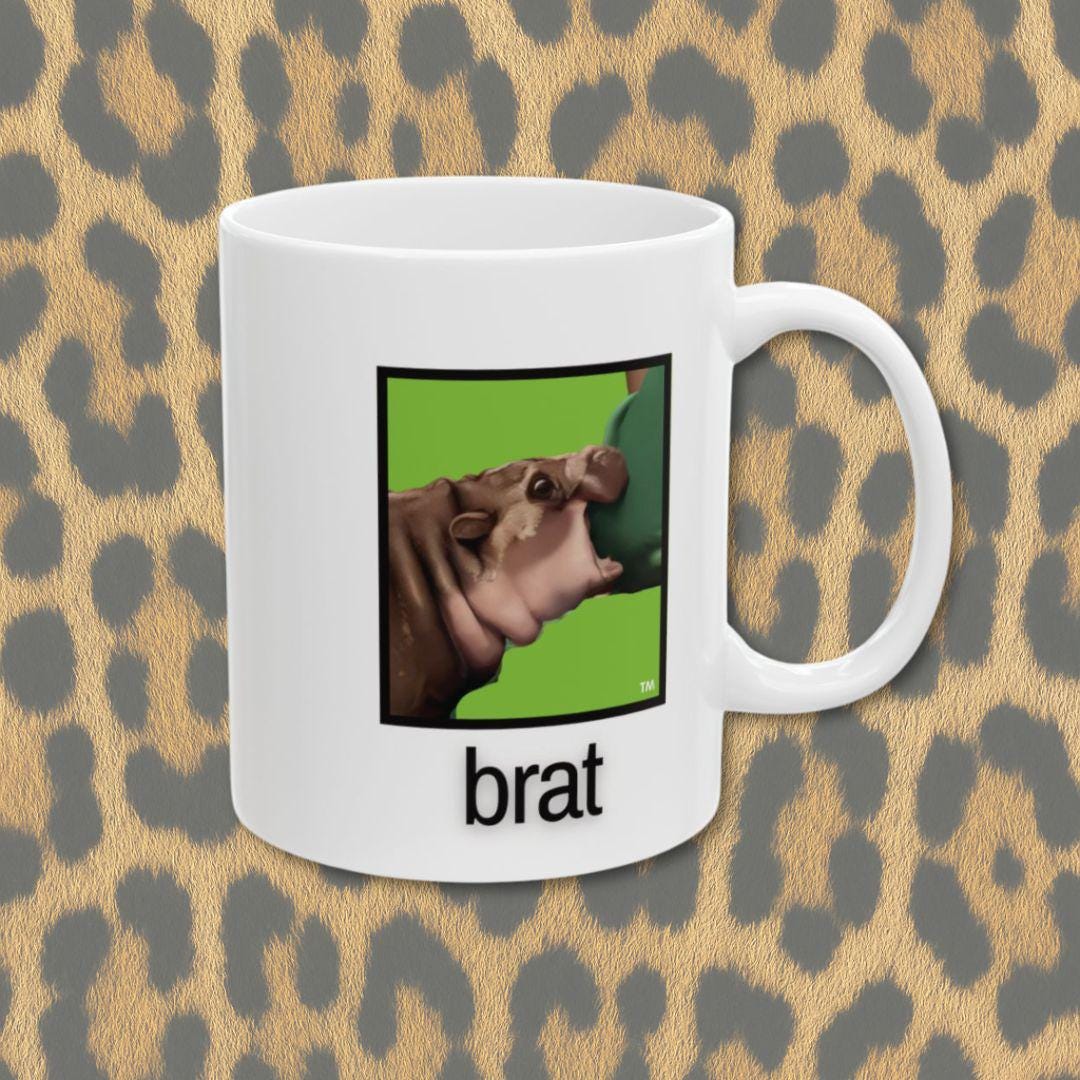 Moo Deng 'brat' Mug: Funny Baby Hippo Viral Meme Gift - Etsy
