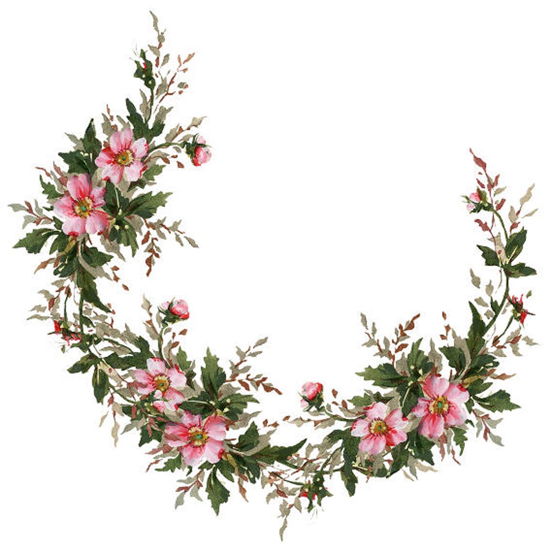 Half Wreath Floral Floral Frame Pink Roses Vintage Roses Clipart ...