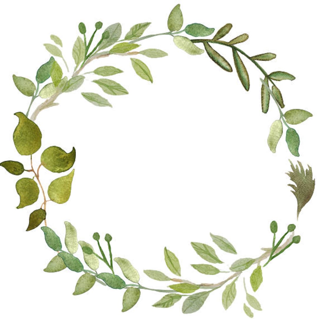 Greenery Clipart Leafy Wreath Watercolor Wreath Watercolor Clipart ...