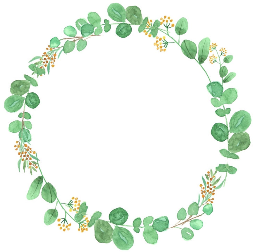 Watercolor Wreath Botanical Clipart Foliage Frame Handdrawn Wreath ...