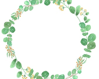 Watercolor Wreath Botanical Foliage Frame Handdrawn Wreath | Etsy