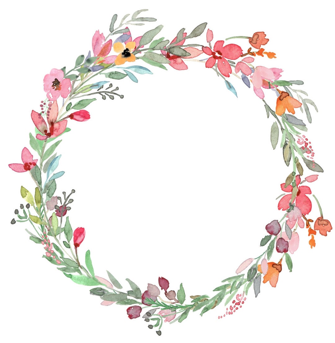 Pink Purple Floral Wreath Watercolor Botanical Wreath Baby Shower ...