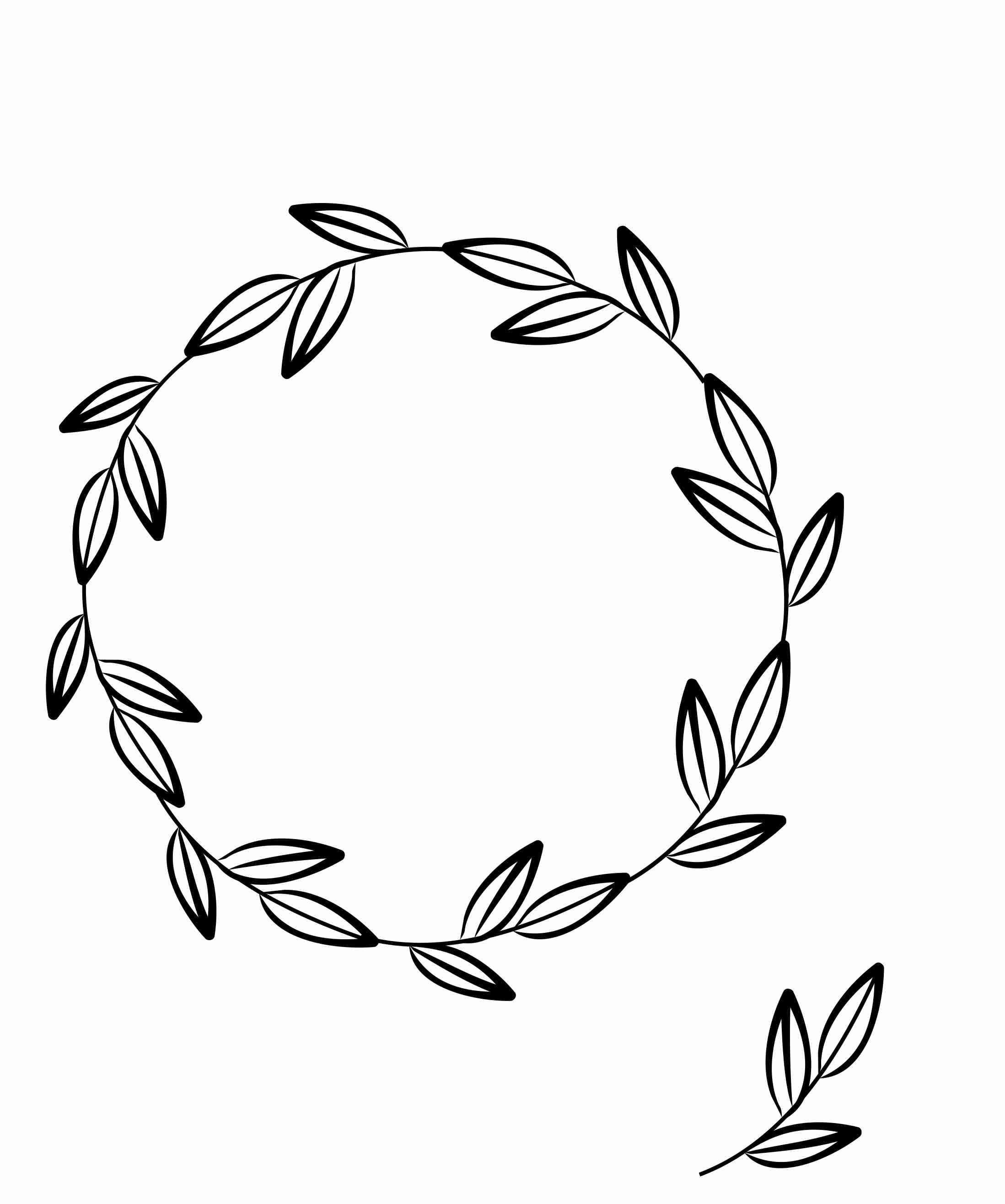 Laurel Wreath Black Outline Frame Minimalist Leafy Wreath SWG - Etsy