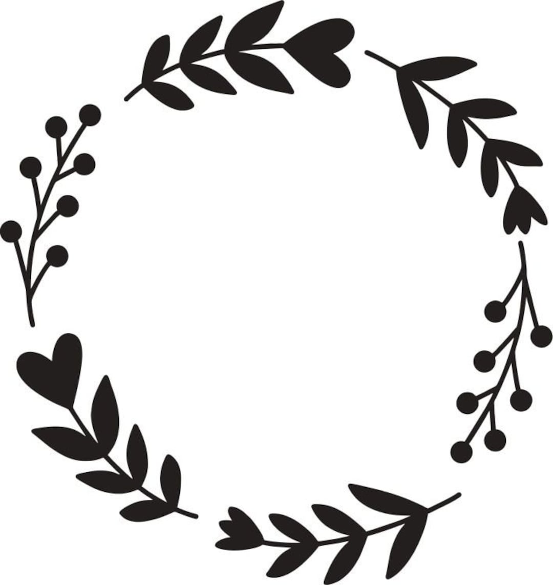 Krans SVG Bladeren Hart Zwart Silhouet Botanisch Frame PNG SVG - Etsy ...