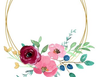 Watercolor Wreath Botanical Foliage Frame Handdrawn Wreath | Etsy