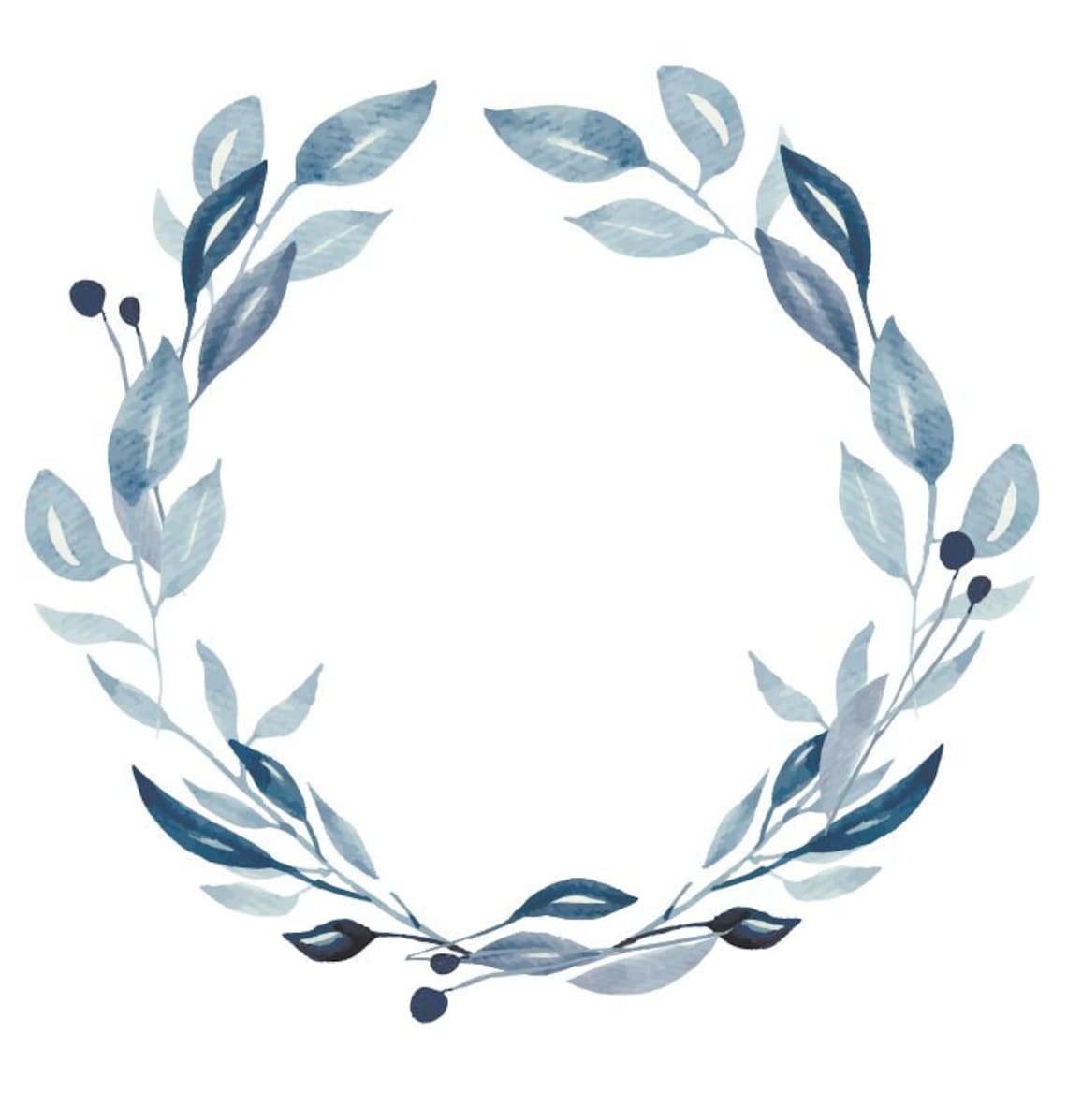 Navy Blue Clip Art Watercolor Wreath Minimalist Wreath Blue - Etsy