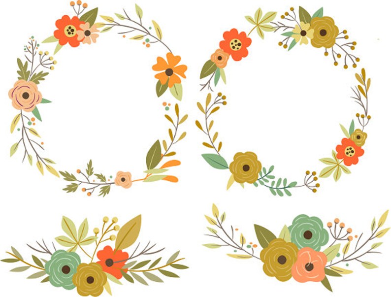 Wreaths Printable Wreaths and Bouquets Autumn Wreaths Floral | Etsy