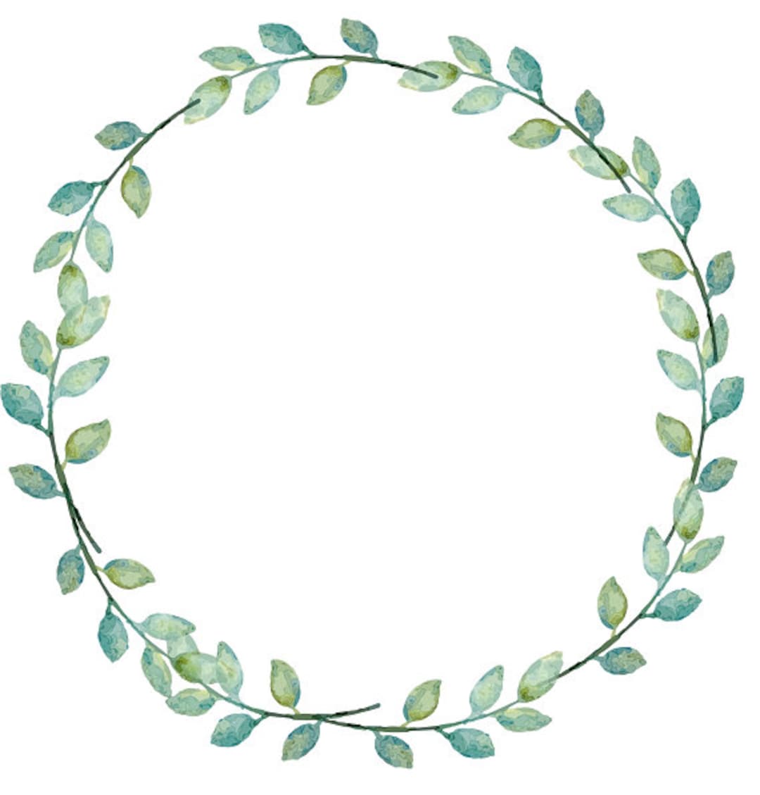 Greenery Wreath Watercolor Clip Art Leafy Wreath - Etsy