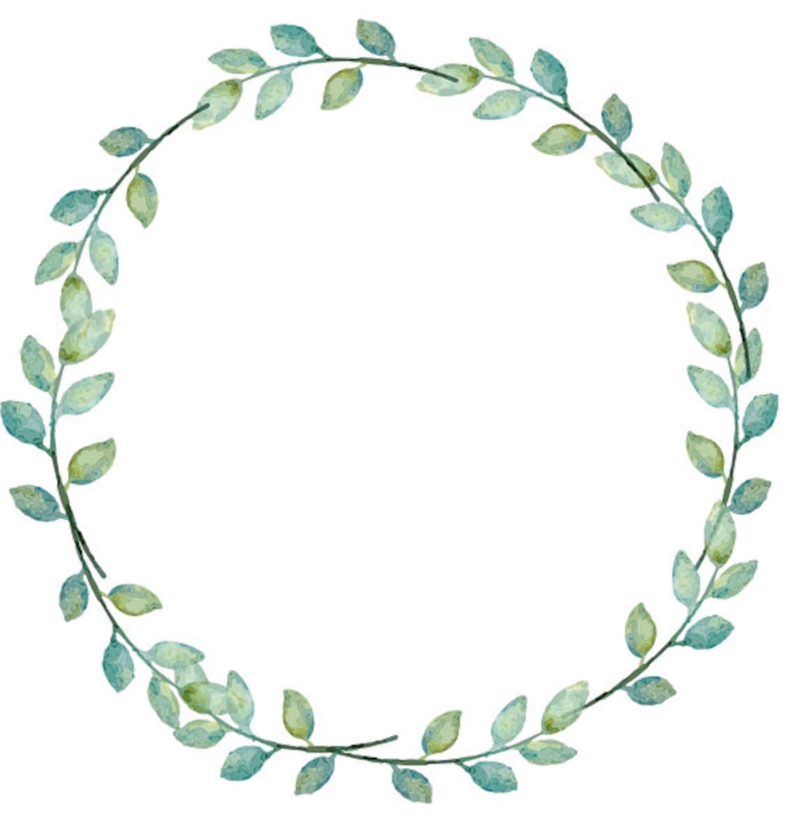 Greenery Wreath Watercolor Clip Art Leafy Wreath - Etsy