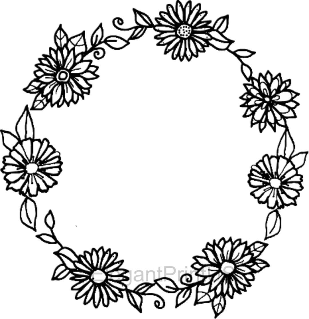 Floral Frame SVG Cut Files Outline Wreath Flowers Minimalist Wreath - Etsy
