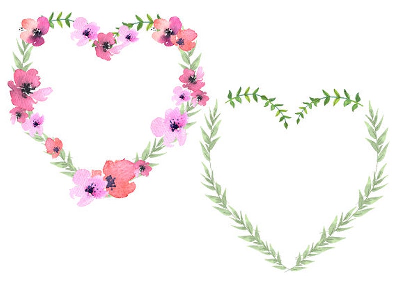 Heart Wreath Floral Heart Clipart Flower Heart Mother's | Etsy