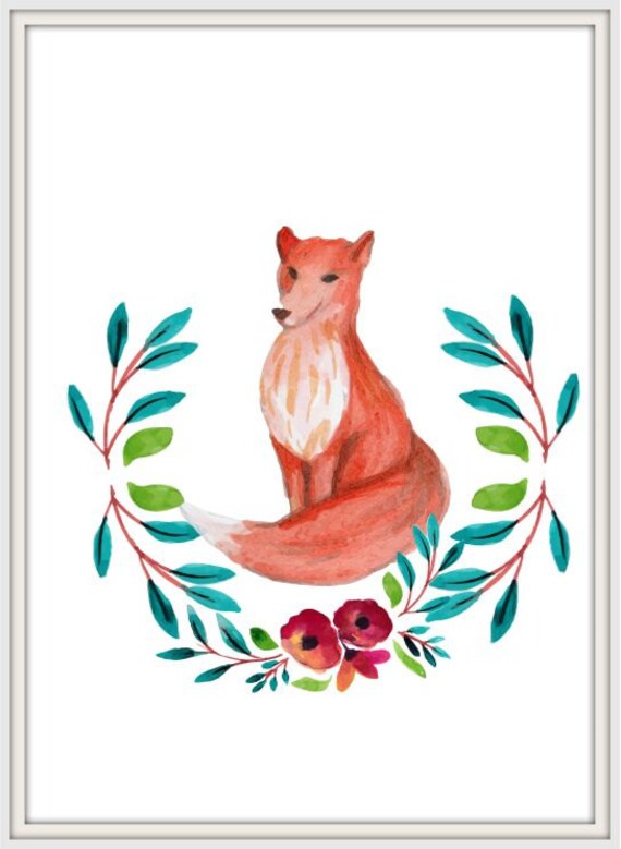 Fox Print Woodland Animals Instant Download Forest Animals