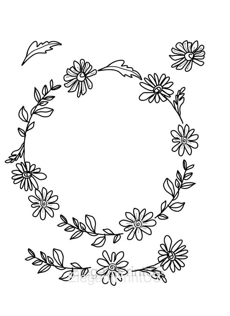 Daisy SVG Wildflowers Floral Frame Minimalist Wreath Daisy Flowers ...