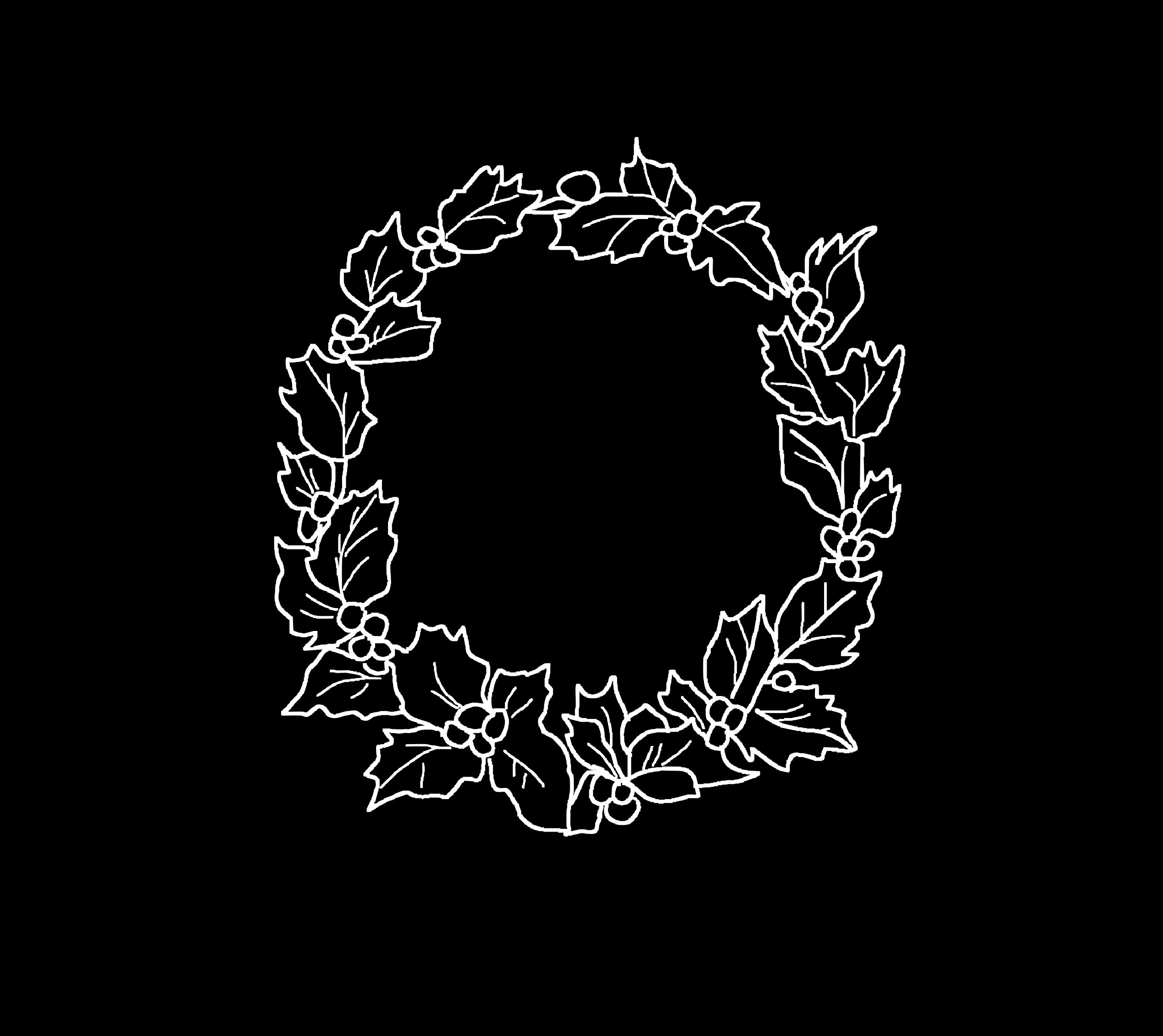 Hulst Krans Outline Black Clip art Kerst PNG SVG - Etsy Nederland