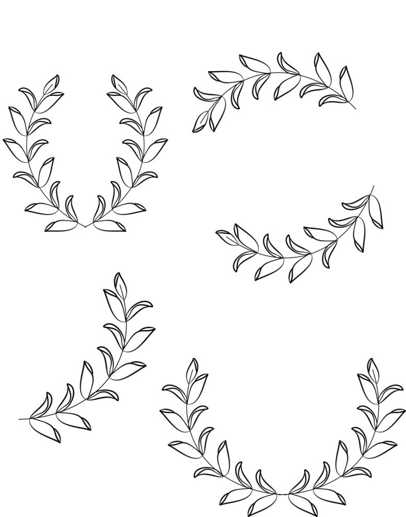 Leaf Foliage Wreath Leafy Clip Art Open Wreath Wedding - Etsy