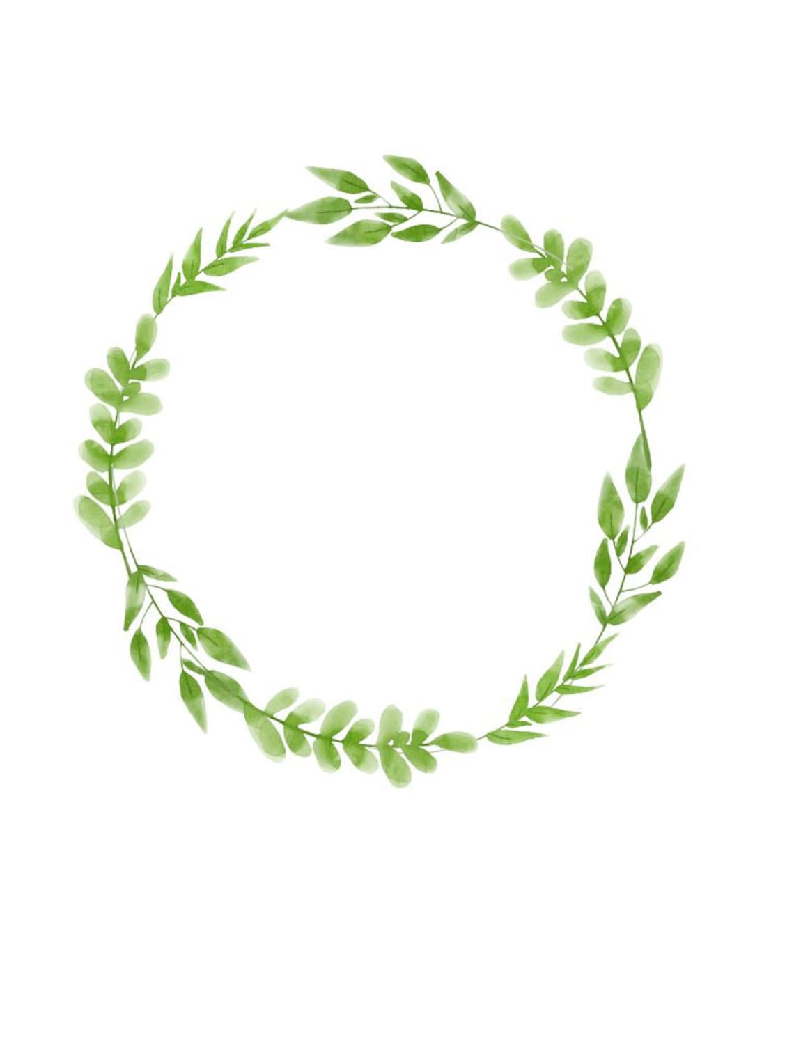 Green Leaves Round Wreath Leafy Wreath Watercolor Wreath - Etsy