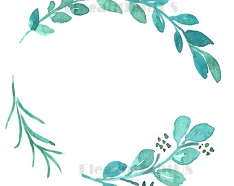 Watercolor Wreath Botanical Foliage Frame Handdrawn Wreath | Etsy