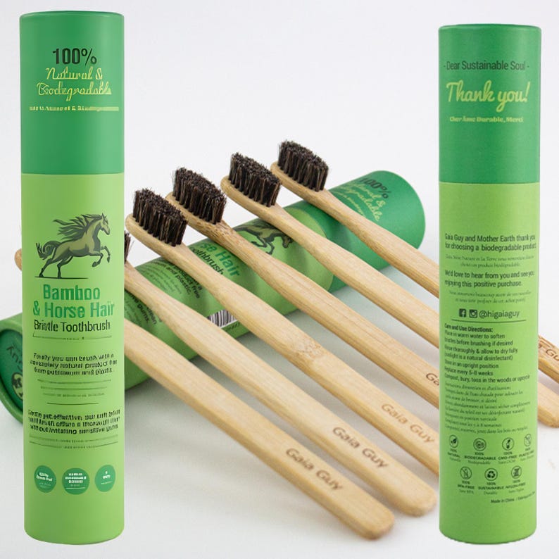 Gaia Guy Bamboo and Horse Hair Bristle Toothbrush 100% Natural ...