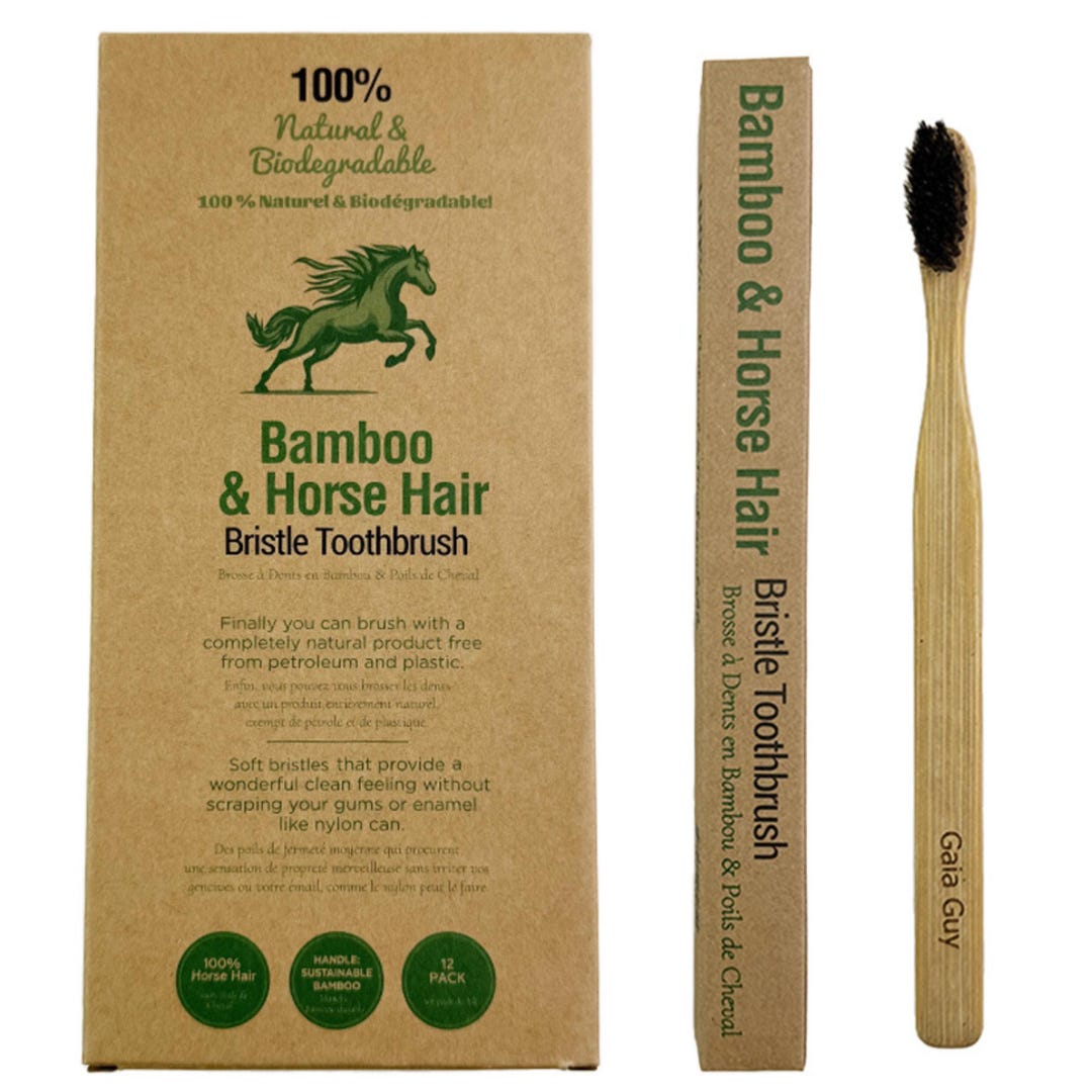 Horsehair Bristle Bamboo Toothbrush - Totally Biodegradable No Nylon ...