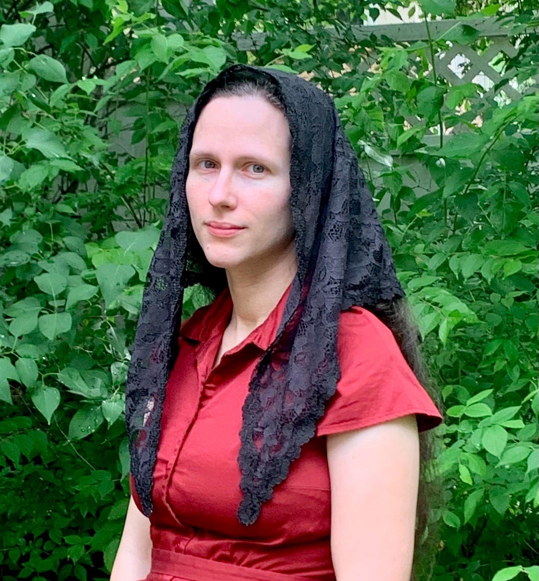 Triangle Black Lace Chapel Veil: Catholic Prayer Shawl, Handmade Prayer ...