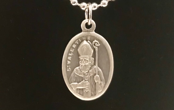 St Valentine Medal Silver Saint Valentine Necklace Quality | Etsy