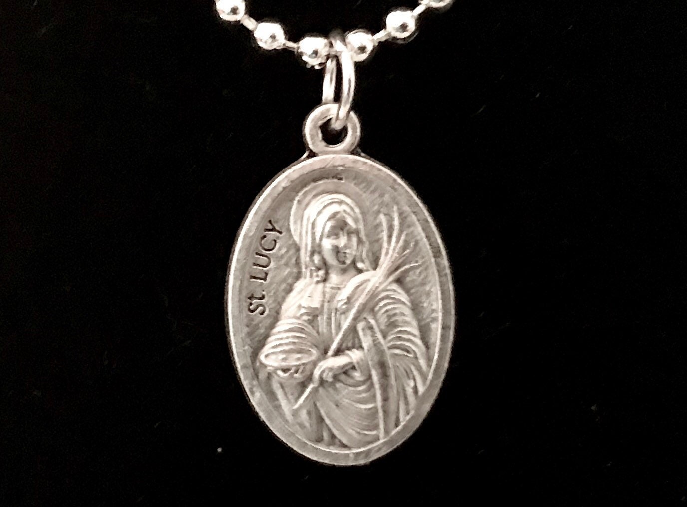 St Lucy Medal Necklace Saint Lucy Medal - Etsy