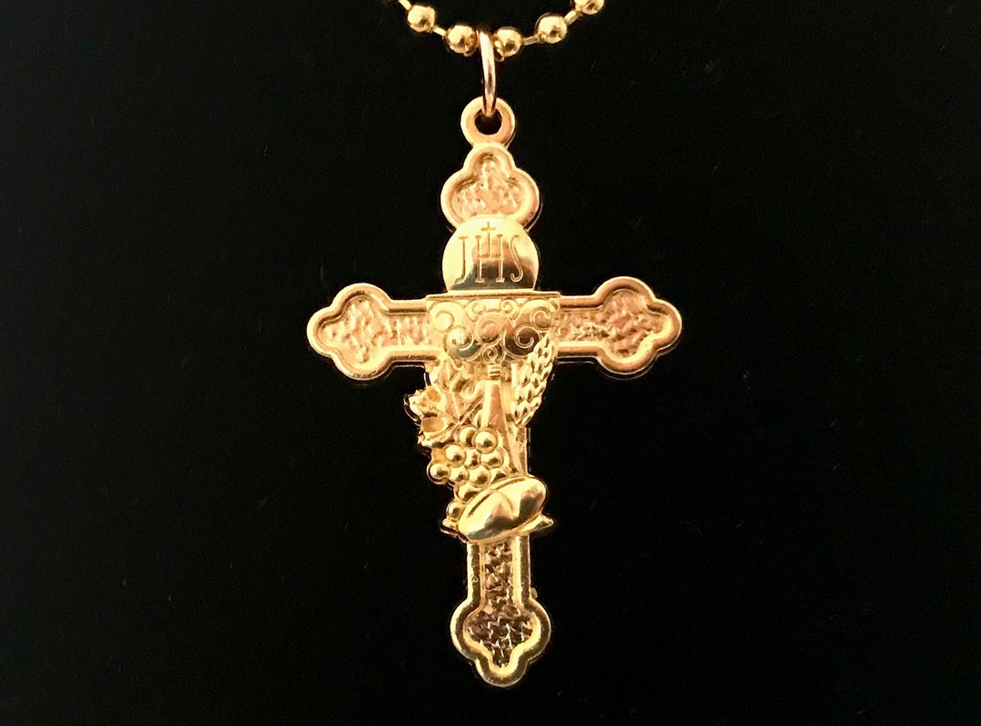 Gold Communion Cross Necklace- Gold Eucharist Crucifix, First Communion ...