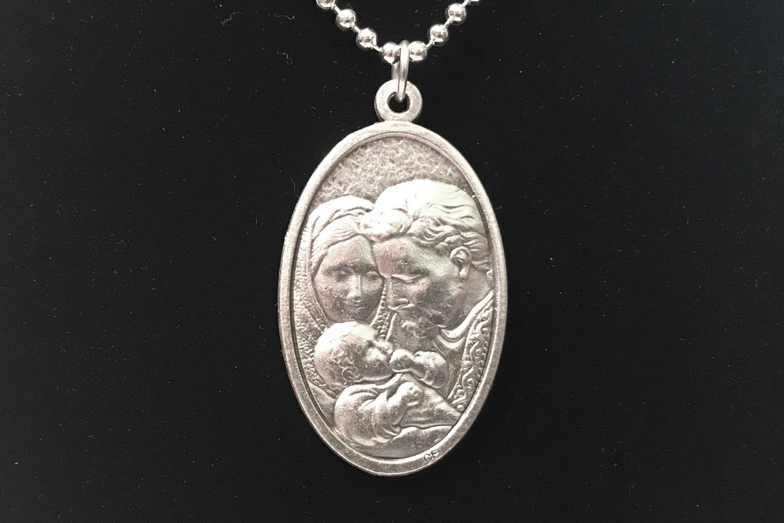 Large Holy Family Medal and Holy Spirit Medal Necklace Nativity ...