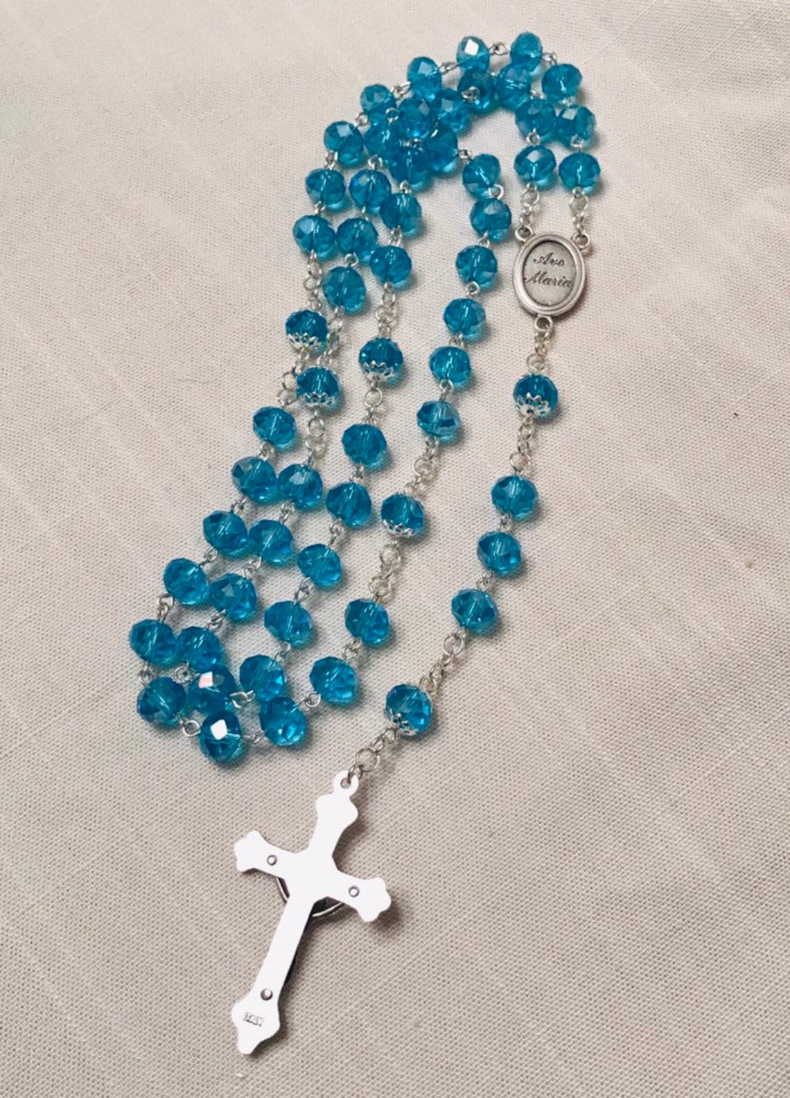 Blue Crystal Handmade Rosary Traditional Rosary with Blessed | Etsy