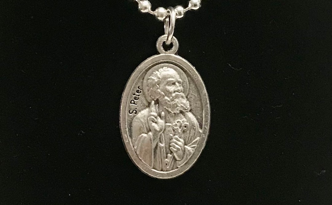 St Peter Medal Necklace - Saint Peter Necklace - Etsy