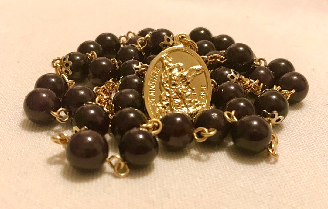 Garnet St Michael Chaplet - Gold Saint Michael Chaplet With Garnet ...