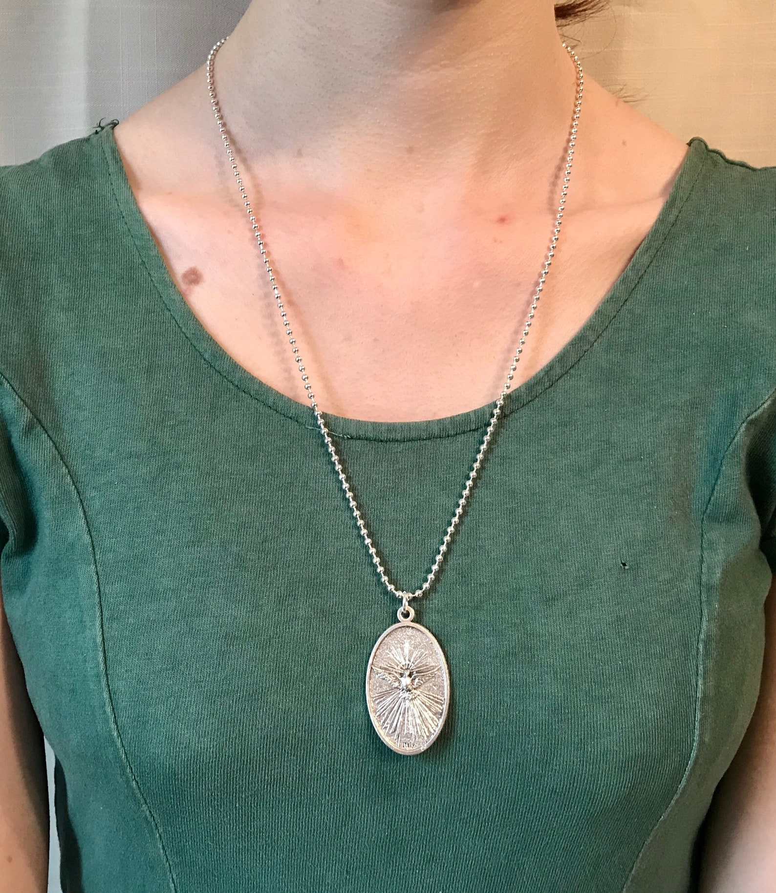 Large Holy Family Medal and Holy Spirit Medal Necklace Nativity ...