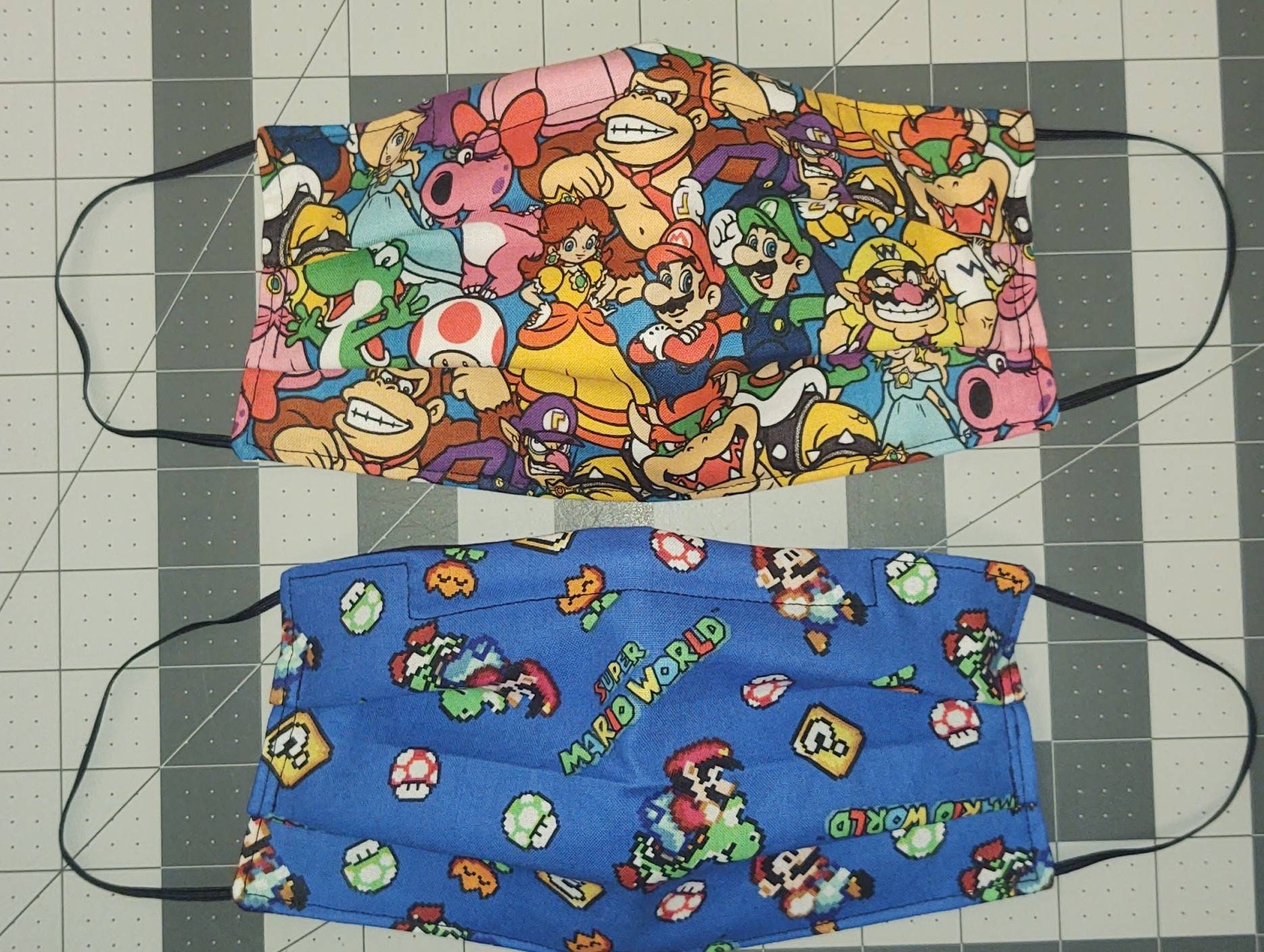 Washable Set of 2 Super Mario face masks with filter pocket | Etsy