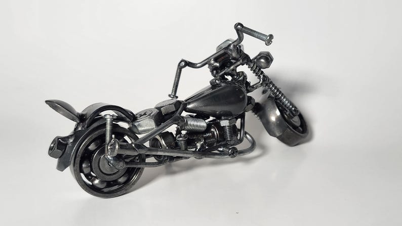 Chopper - Scrap Metal Art, Motorcycle Model, Figurine, Welded Sculpture, Recycled Parts, Gift (A ...