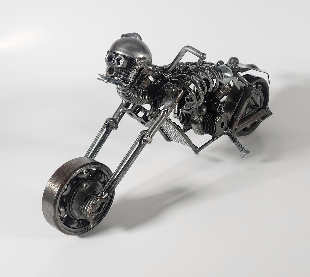 Skeleton Chopper Scrap Metal Art, Motorcycle Model, Figurine, Welded ...