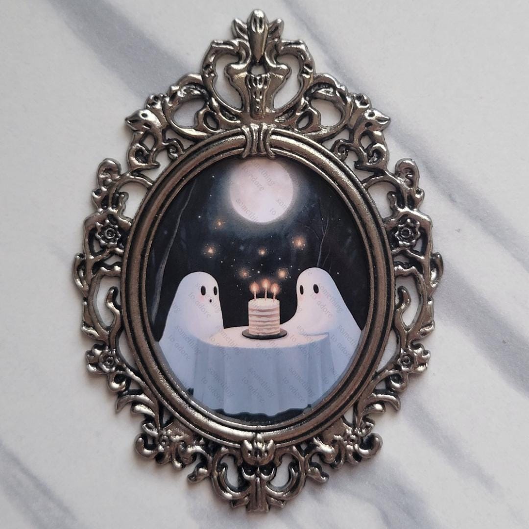Birthday Ghosts Tiny Baroque Framed Portrait 2x3 Inches, Metal Frame ...