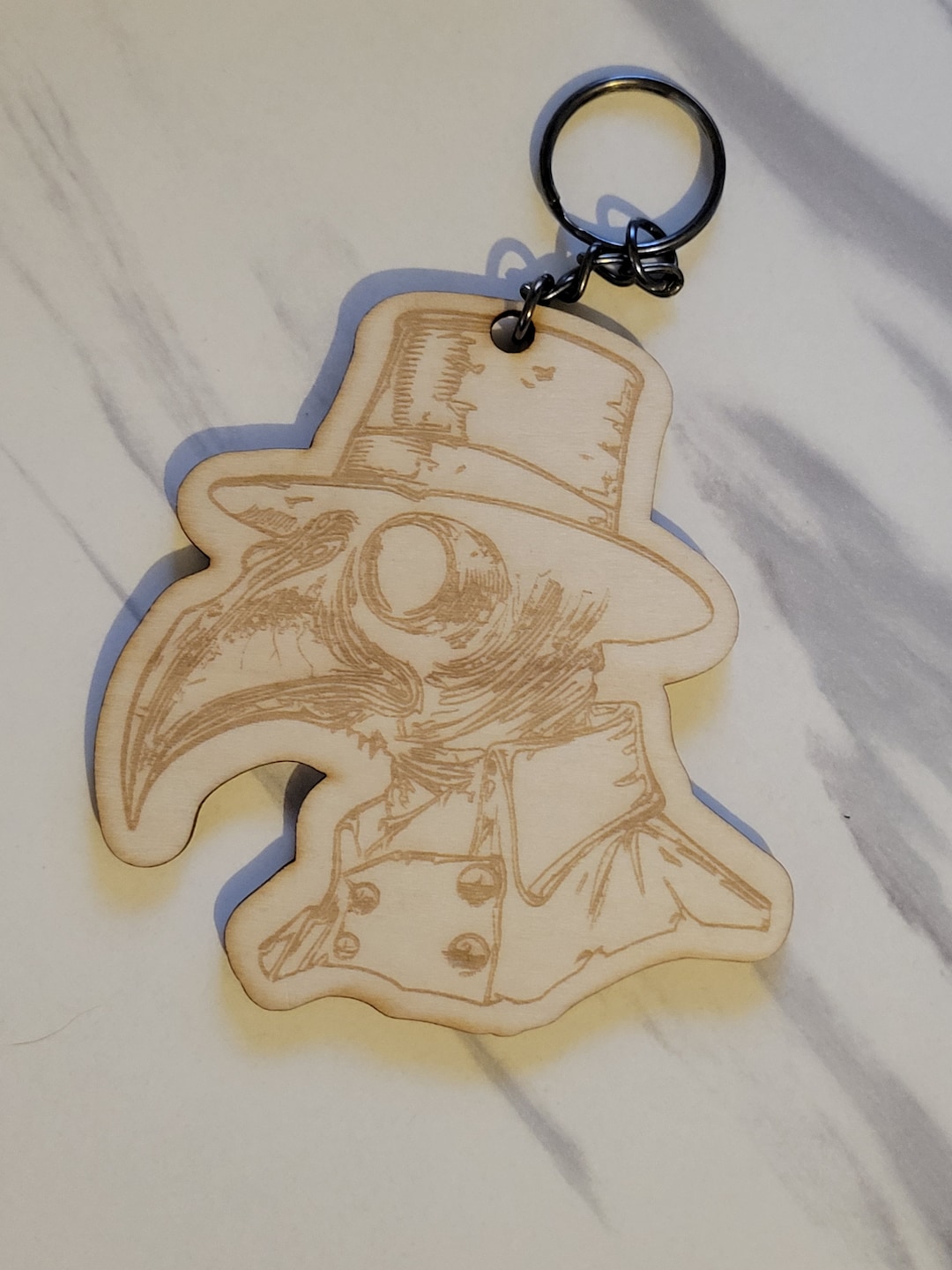 Plague Dr Wooden Keychain - Etsy