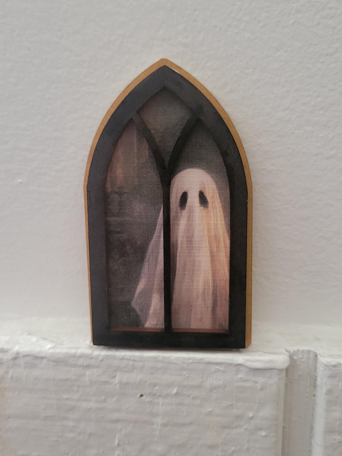 Gothic Window Ghost Painting, Small Art Ghost, Mini Art - Etsy