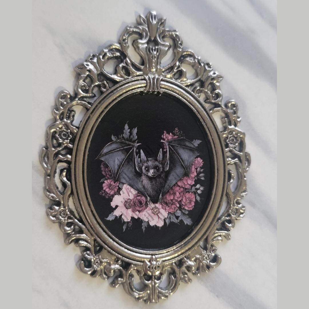 Tiny Baroque Framed Floral Bat Portrait 2x3 Inches - Etsy